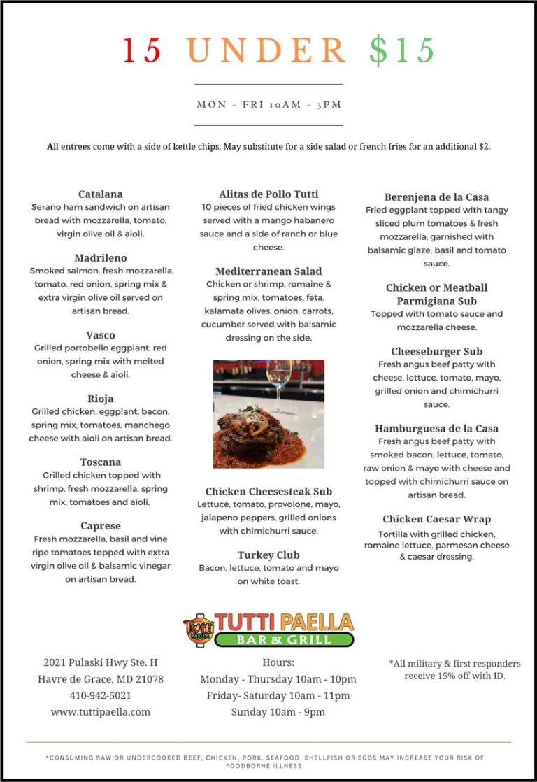 Tutti Paella – Italian & Spanish Restaurants in Havre de Grace, Maryland